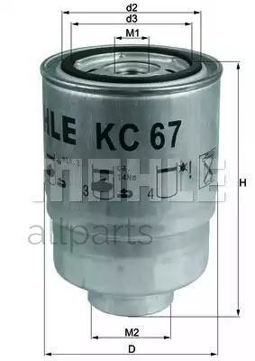 MAHLE KC67 Фильтр топл. NISSAN 1.7D-4.2D ALMERA, PATROL, PRIMERA, TERRANO