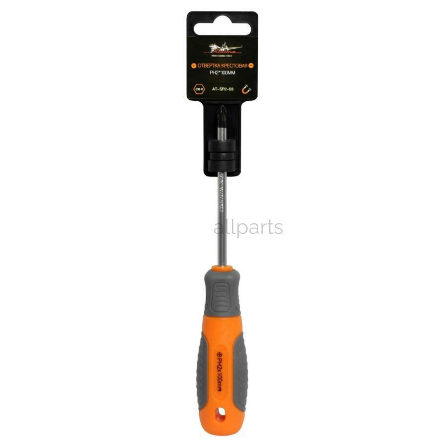 AIRLINE ATSP203 отвертка крестовая PH2Х100ММ, магнитный наконечник (AT-SP2-03)