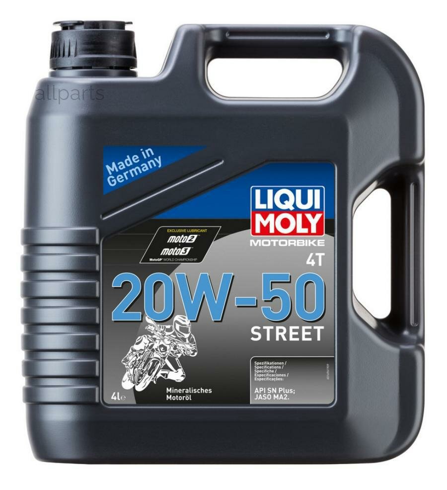 LIQUI MOLY 1696 Масло моторное для 4-т. мотоц. Motorbike 4T Street 20W-50 SG/SJ/SL (4л)