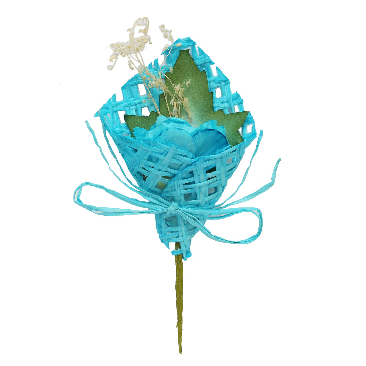 Букетик декоративный бутоньерка, Astra&Craft, 9 см (голубой), 2 шт