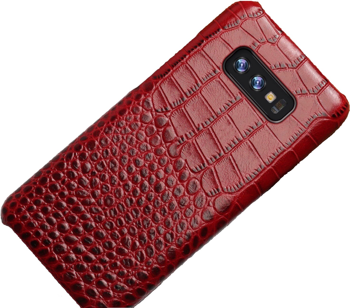 Чехол-накладка-бампер MyPads Premium для Samsung Galaxy S10e SM-G970 (Самсунг Галакси С10е) из натуральной кожи с тиснением крокодила экзотическая неповторимая фактура ручная работа красный