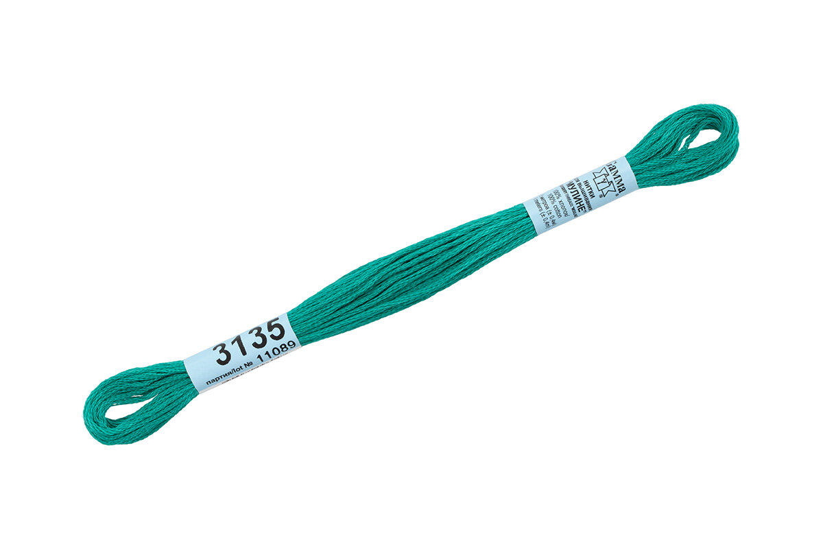 Мулине GAMMA нитки для вышивания 8м. 3135 зеленый, 1 шт.