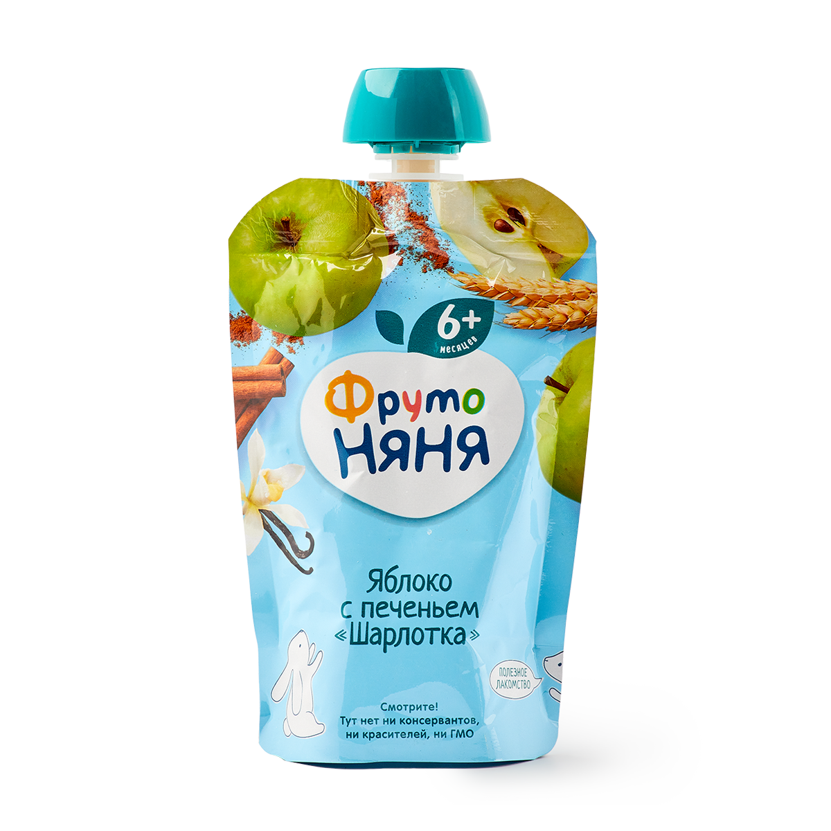 Пюре ФрутоНяня "Шарлотка", яблоко с печеньем, с 6 мес, дой-пак, 90 г
