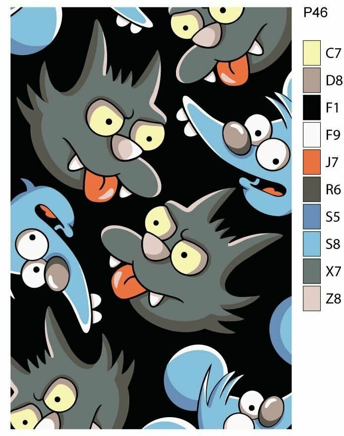 Детская картина по номерам P46 "Симпсоны. Зуд и Царапка" 20x30