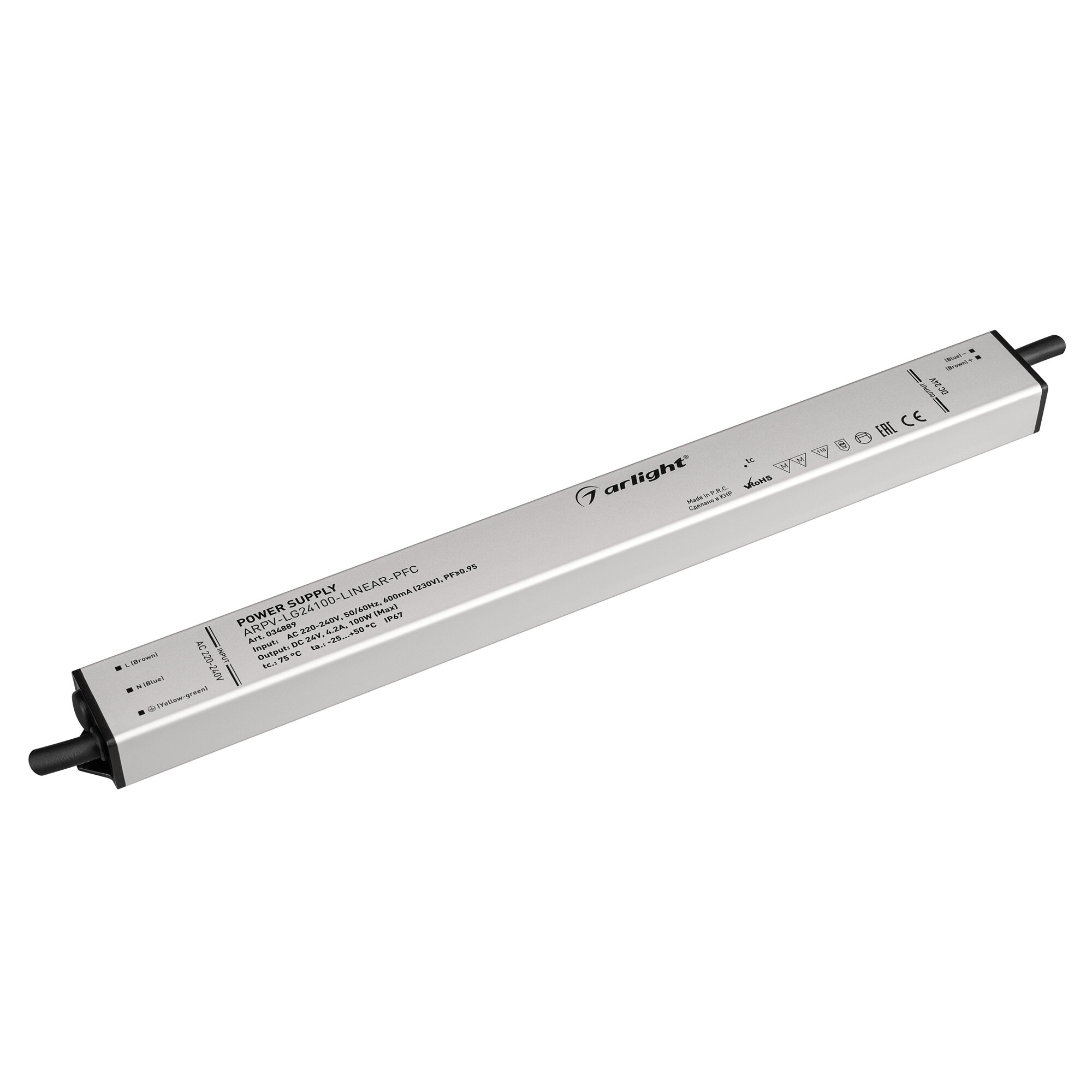 Источник напряжения Arlight Блок питания ARPV-LG24100-LINEAR-PFC (24V, 4.2A, 100W) (Arlight, IP67 Металл, 5 лет)