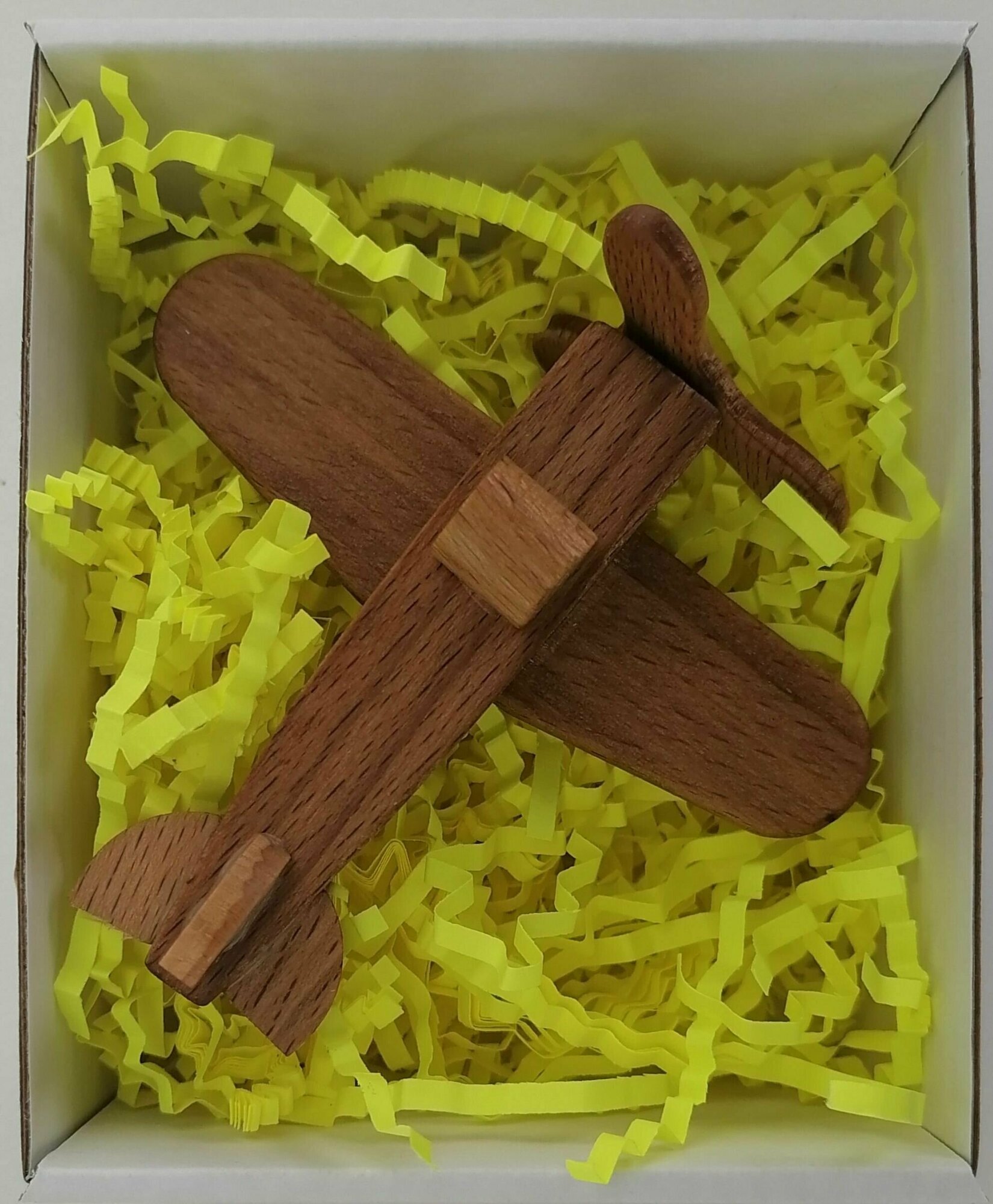 Самолетик - деревянная мини машинка в подарочной упаковке