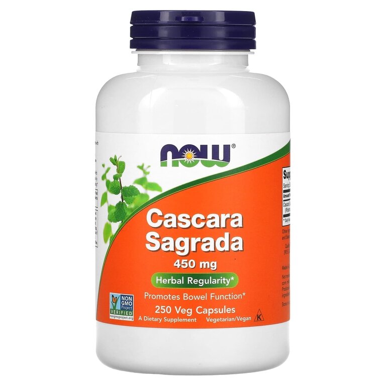 Капсулы NOW Foods Cascara Sagrada, для улучшения пищеварения, 450мг, 250шт