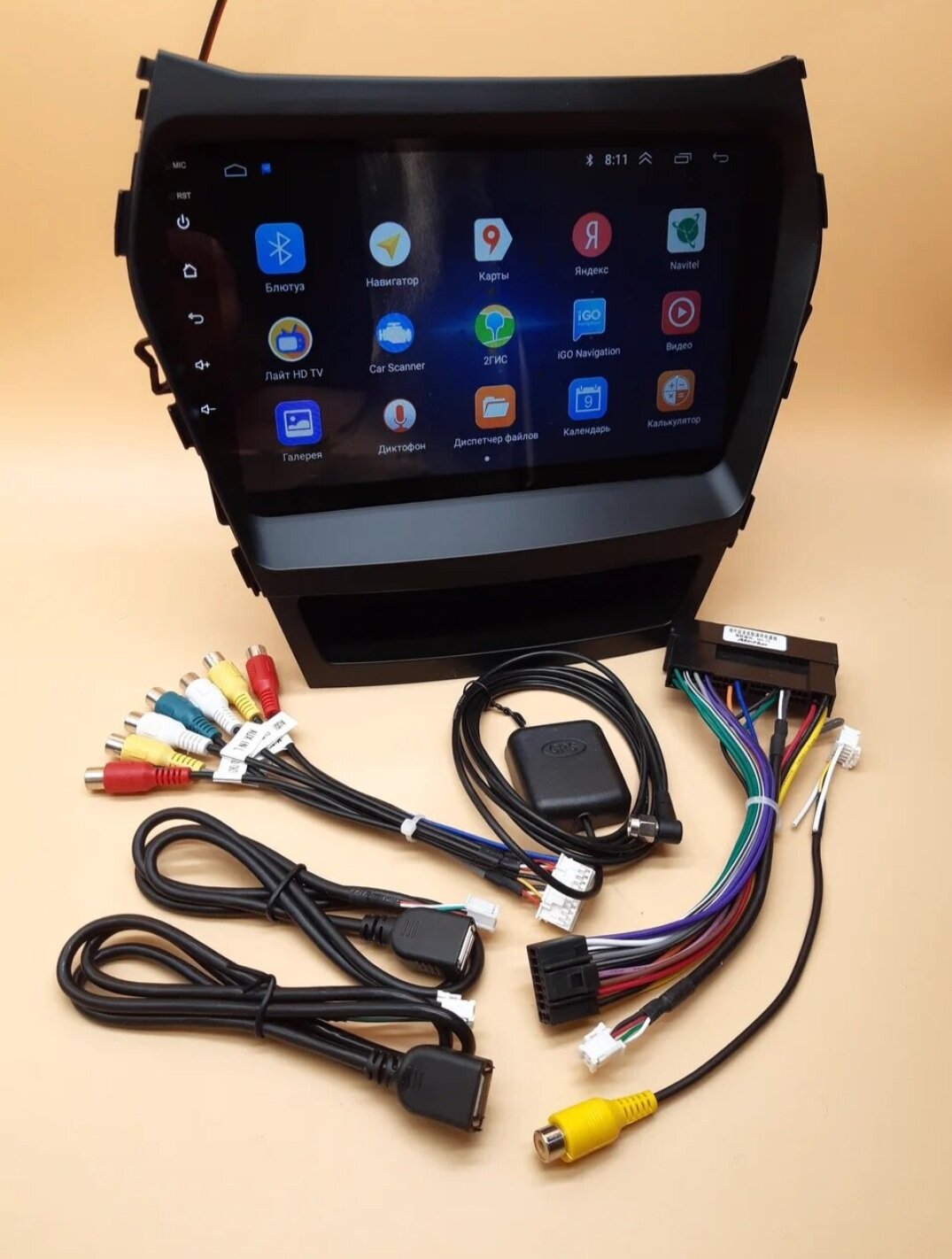 Магнитола андроид, QLED экран 9', WiFi, GPS, USB, Блютуз, для Хёндэ Санта Фе - 3 (Hyundai Santa Fe) iX-45 2012-19г