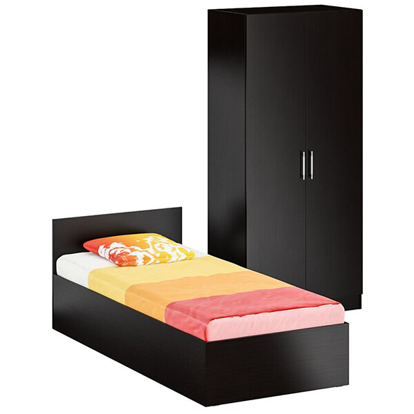 Кровать 0900 + Шкаф 2-х створчатый Стандарт, цвет венге