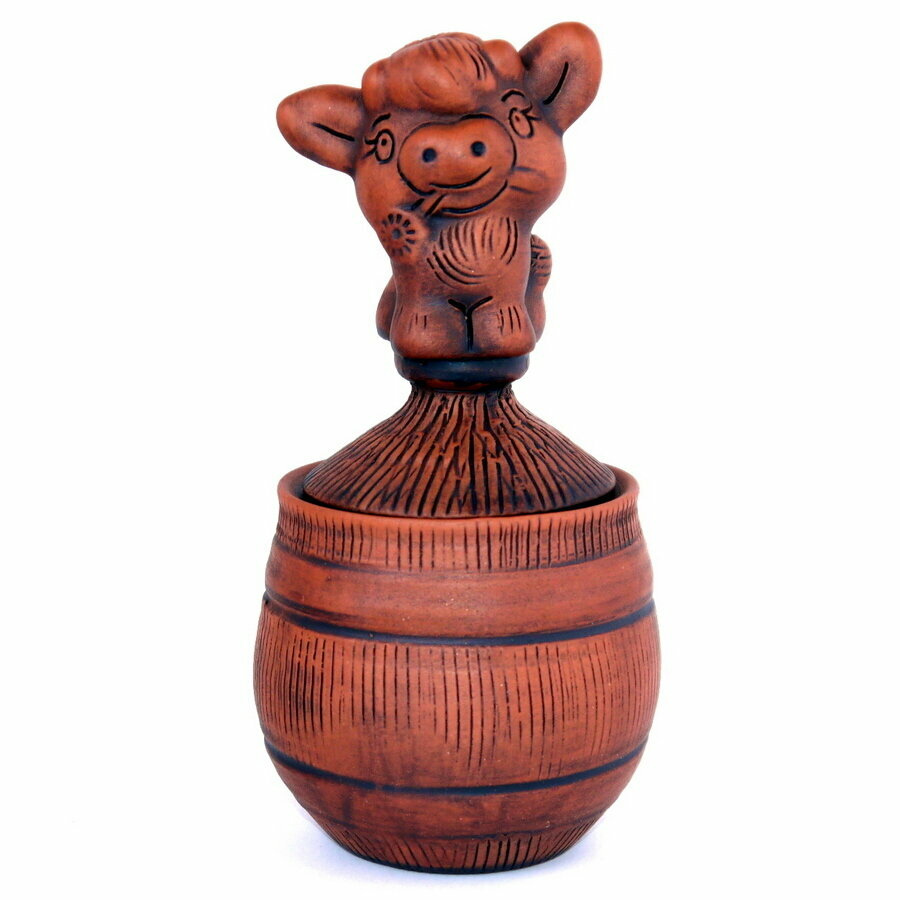 Универсальный горшочек, Медовичок "Бычок" 200 мл, глина, керамика, ручная работа