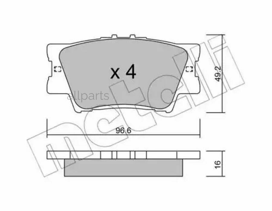 METELLI 2207490 колодки дисковые задние!\ Toyota RAV4 2.0/2.2 D-4D 06>