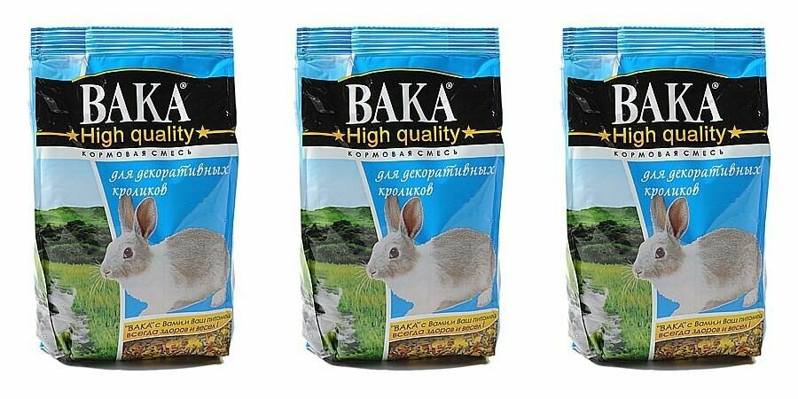 Вака Корм сухой для декоративных кроликов, 1000 г, 3 уп