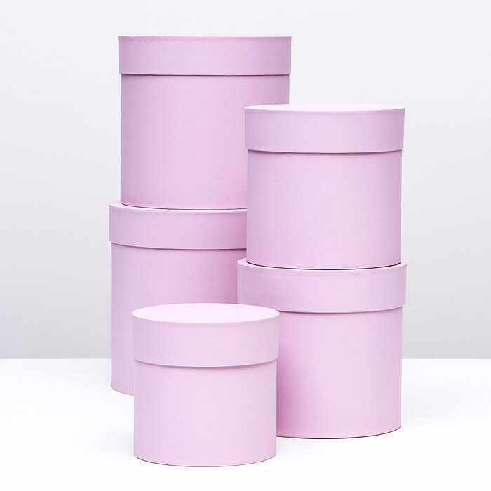 UPAK LAND Набор круглых подарочных коробок 5 в 1 «Пыльная роза», 20×20×20 - 11×11×11 см см