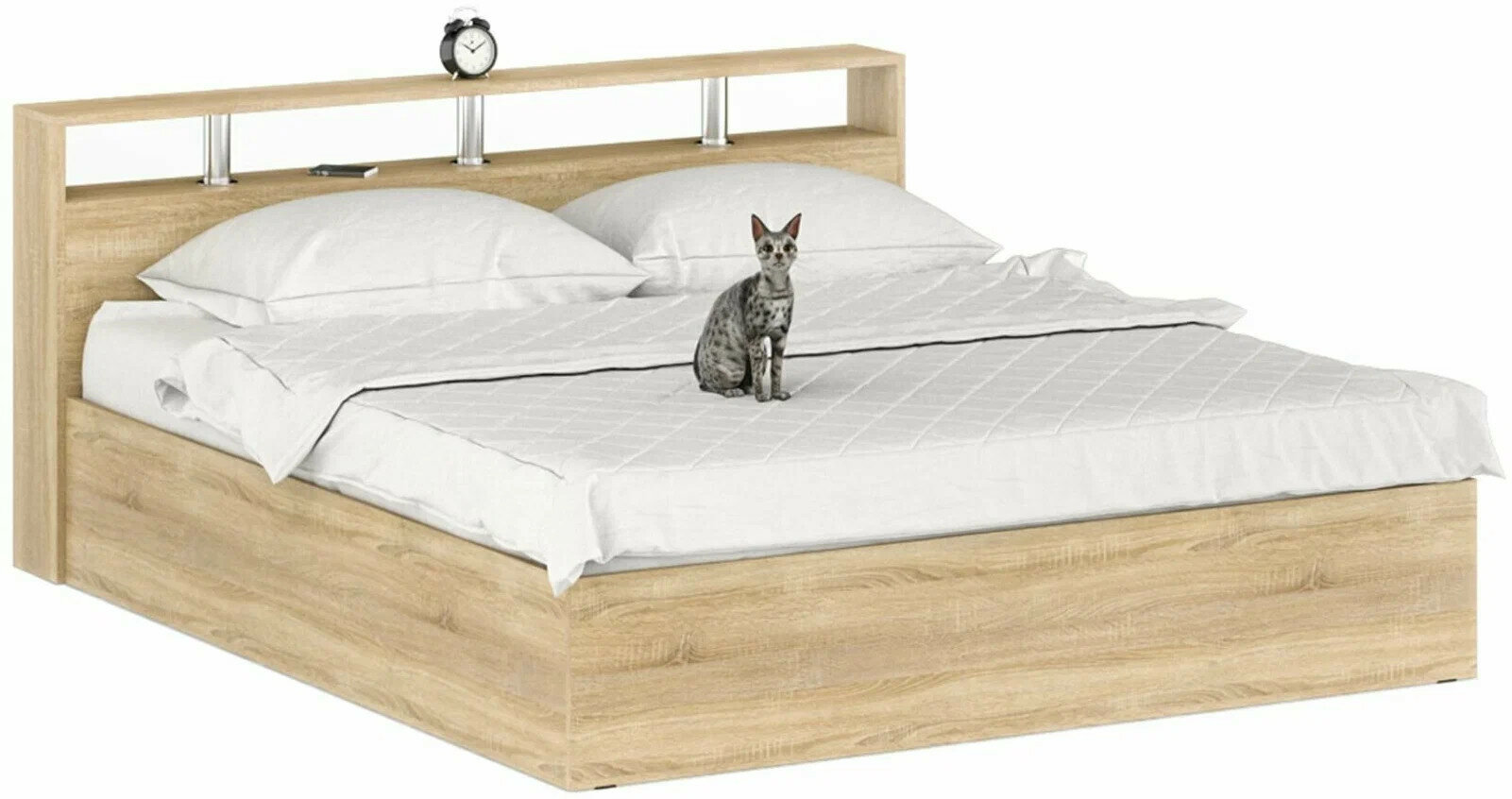 Кровать "СВК Камелия" 180 х 200 см цвет дуб сонома с основанием под матрас, без ящиков