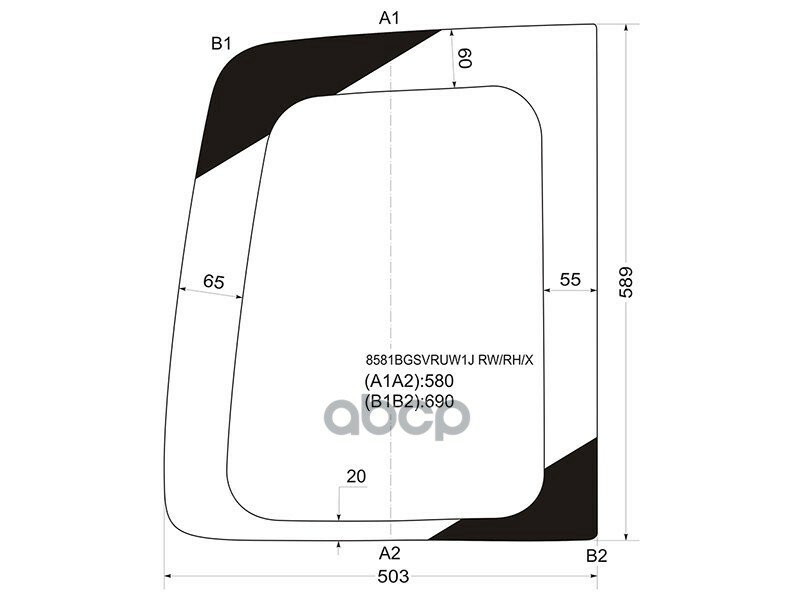 Стекло заднее (Цвет зеленый/ Правое) Volkswagen Caddy 03-20 XYG арт. 8581BGSVRUW1J RW/RH/X