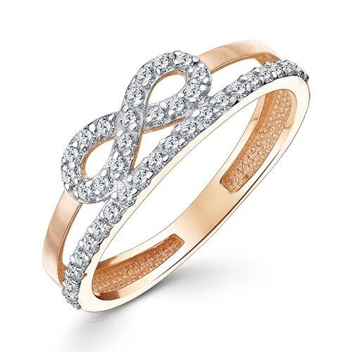 Кольцо дорожка, красное золото, 585 проба, фианит