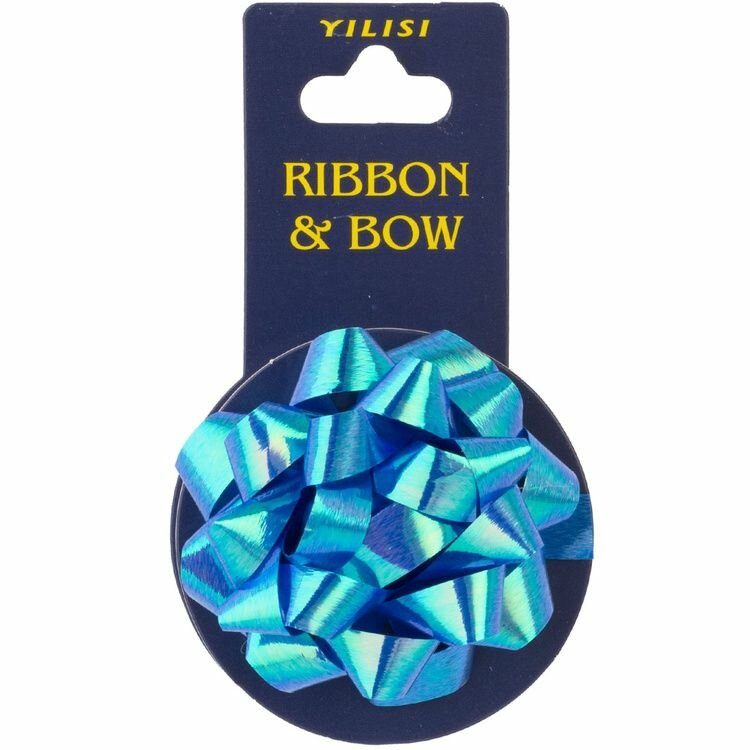 Бант Звезда 7см+Лента 4м металлик синий