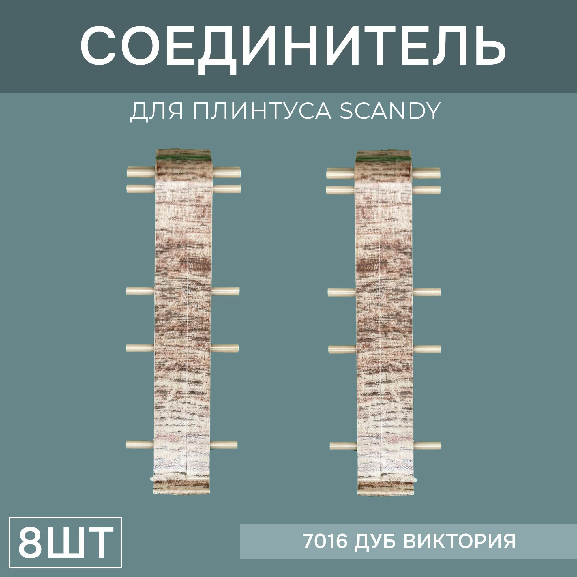 Соединитель 72мм для напольного плинтуса Scandy 4 блистера по 2 шт, цвет: Дуб Виктория