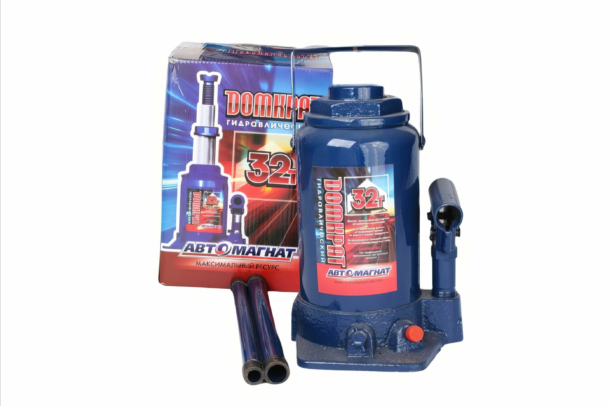 Домкрат 32 т с предохранительным клапаном (мин 255 мм, макс 405 мм) в картонной упаковке (TUV) "Автомагнат", АМ-13-К-013