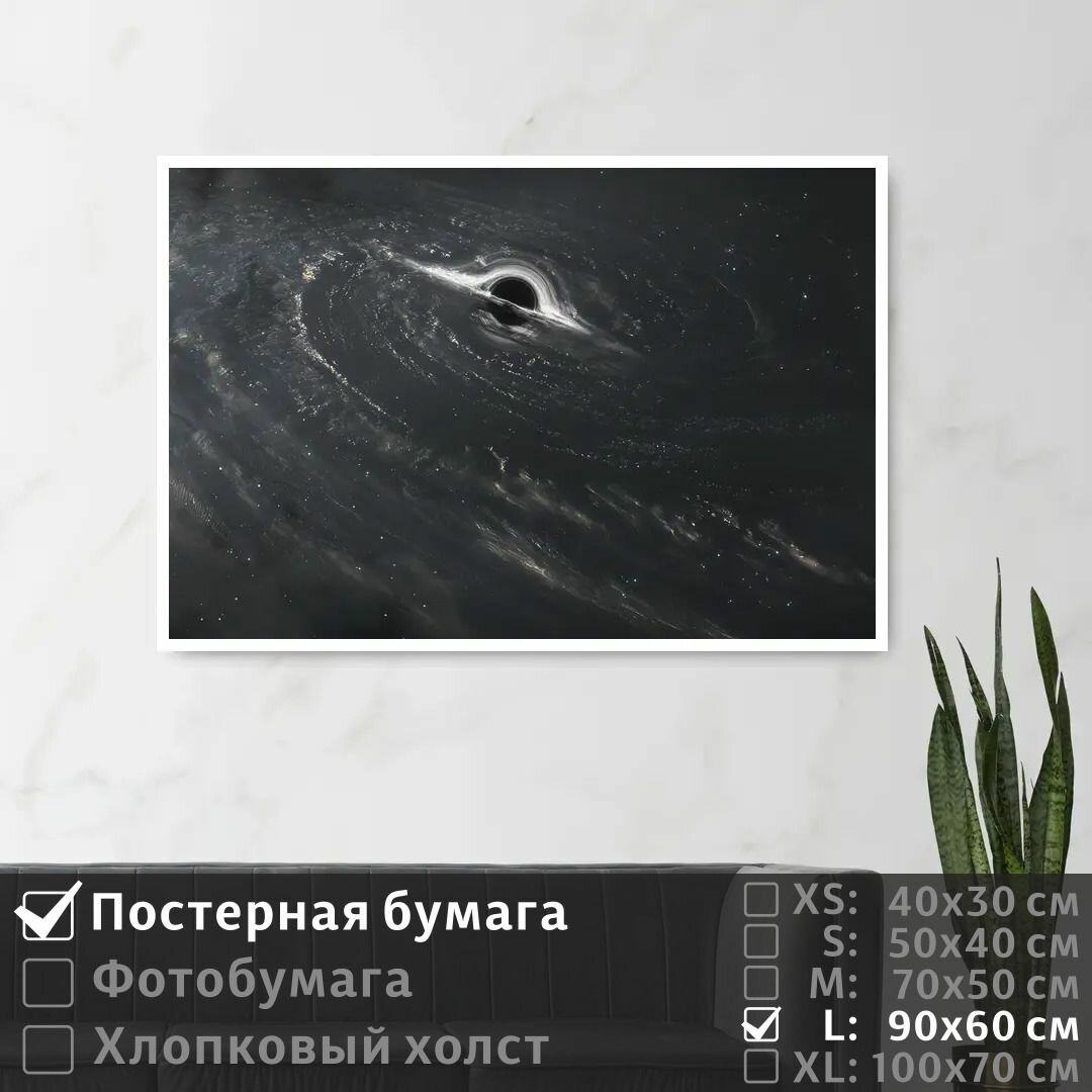 Постер на стену Черная Дыра В Космическом Пространстве 90х60 см ПолиЦентр