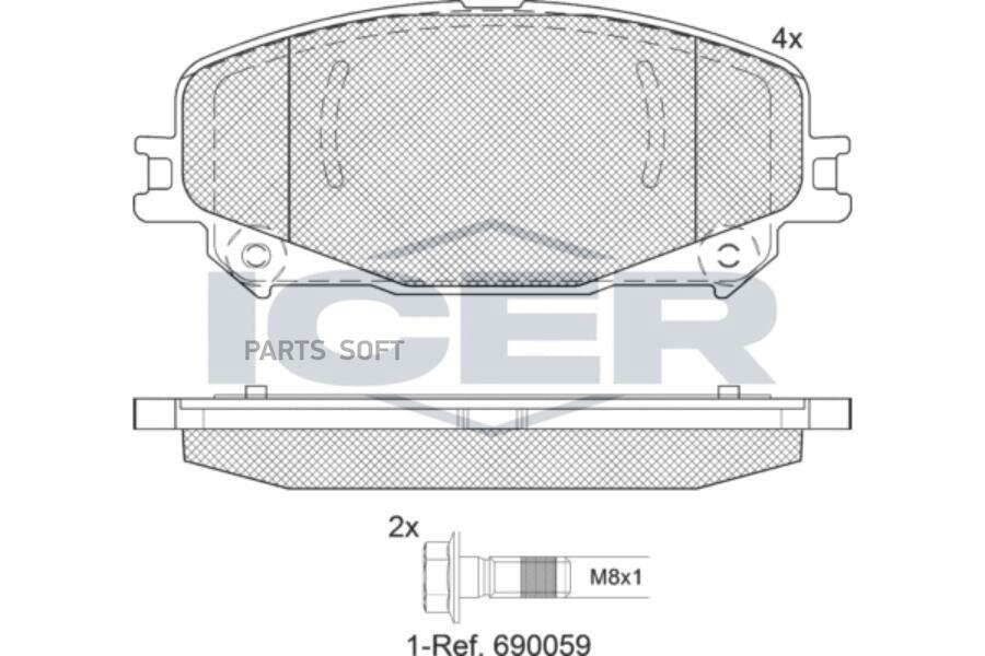 ICER 182304 Колодки торм. диск. передн. MEGANE IV (B9A/M_) (11/15-) ESPACE V (02/15-) ()