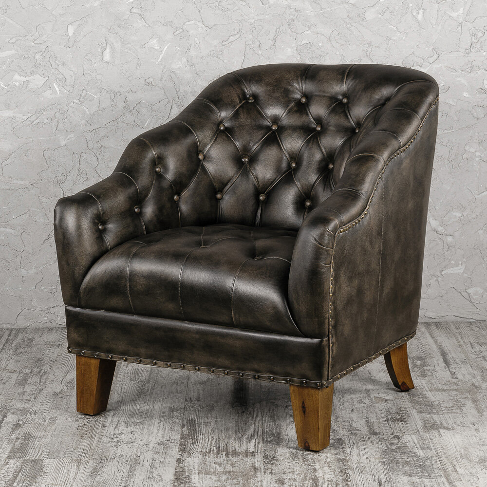 Кресло, натуральная кожа буйвола, "Розери", Decor of Today, механизм нераскладной, 70х70х85