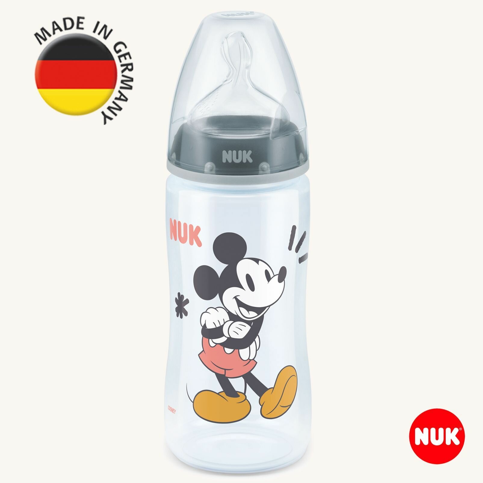 NUK FC+ Бутылочка из полипропилена с индикатором температуры 300 мл с силиконовой соской с отверстием М, 6-18 месяцев