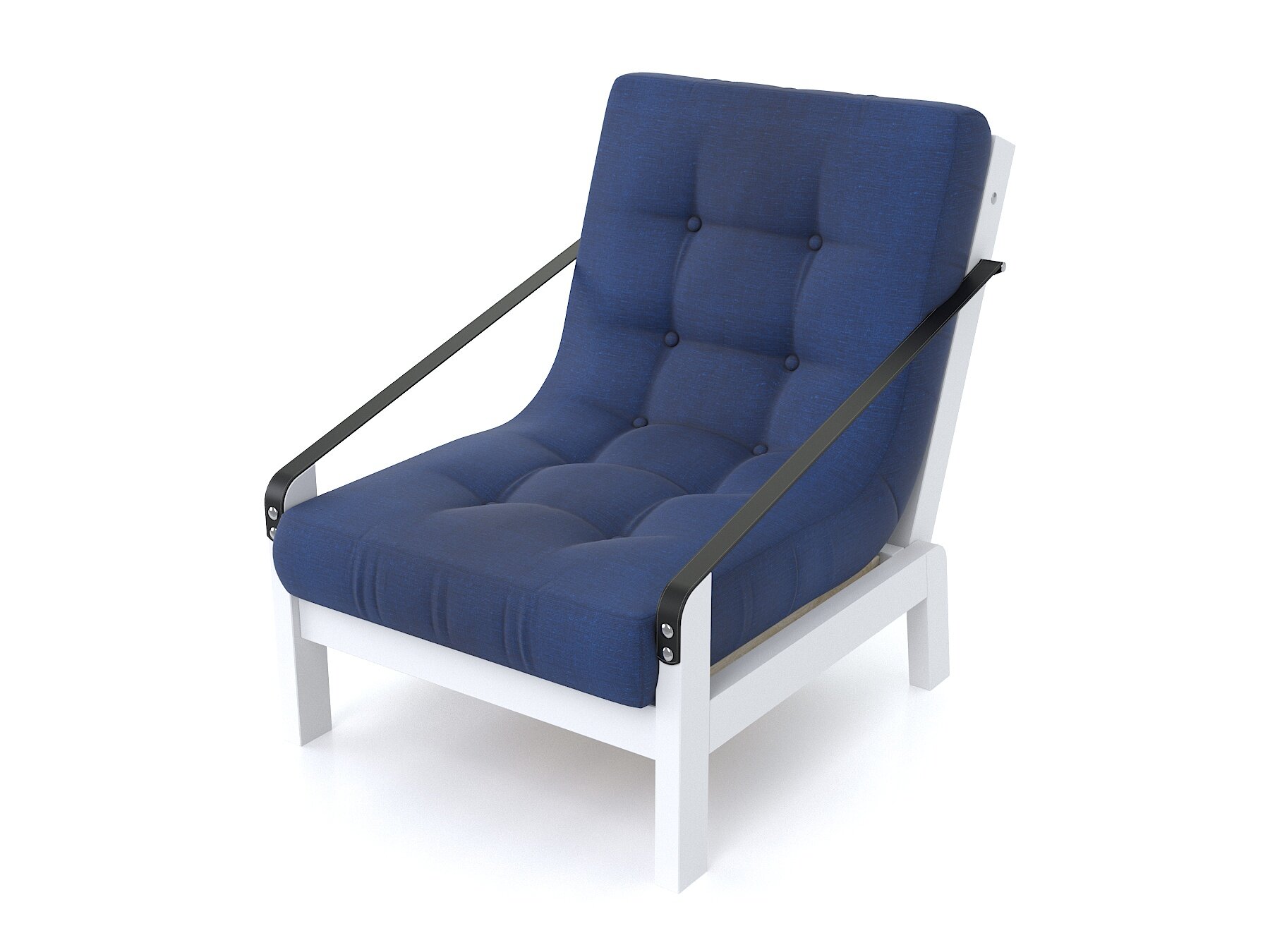 Кресло Arsko Локи, синее-белая эмаль, рогожка, массив дерева, раскладное, с подлокотниками, садовое, на дачу, дя кухни