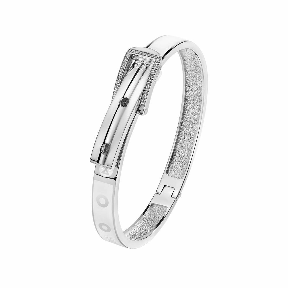 Жесткий браслет, серебро, 925 проба, родирование, эмаль