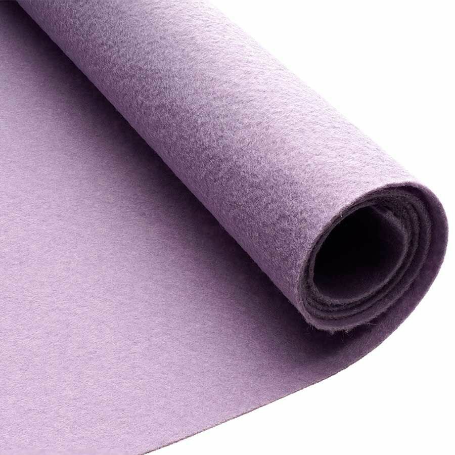 Фетр однотонный твердый 2 мм в рулоне 100 х 100 см, светло-сиреневый С40, плотность 280 г/м2
