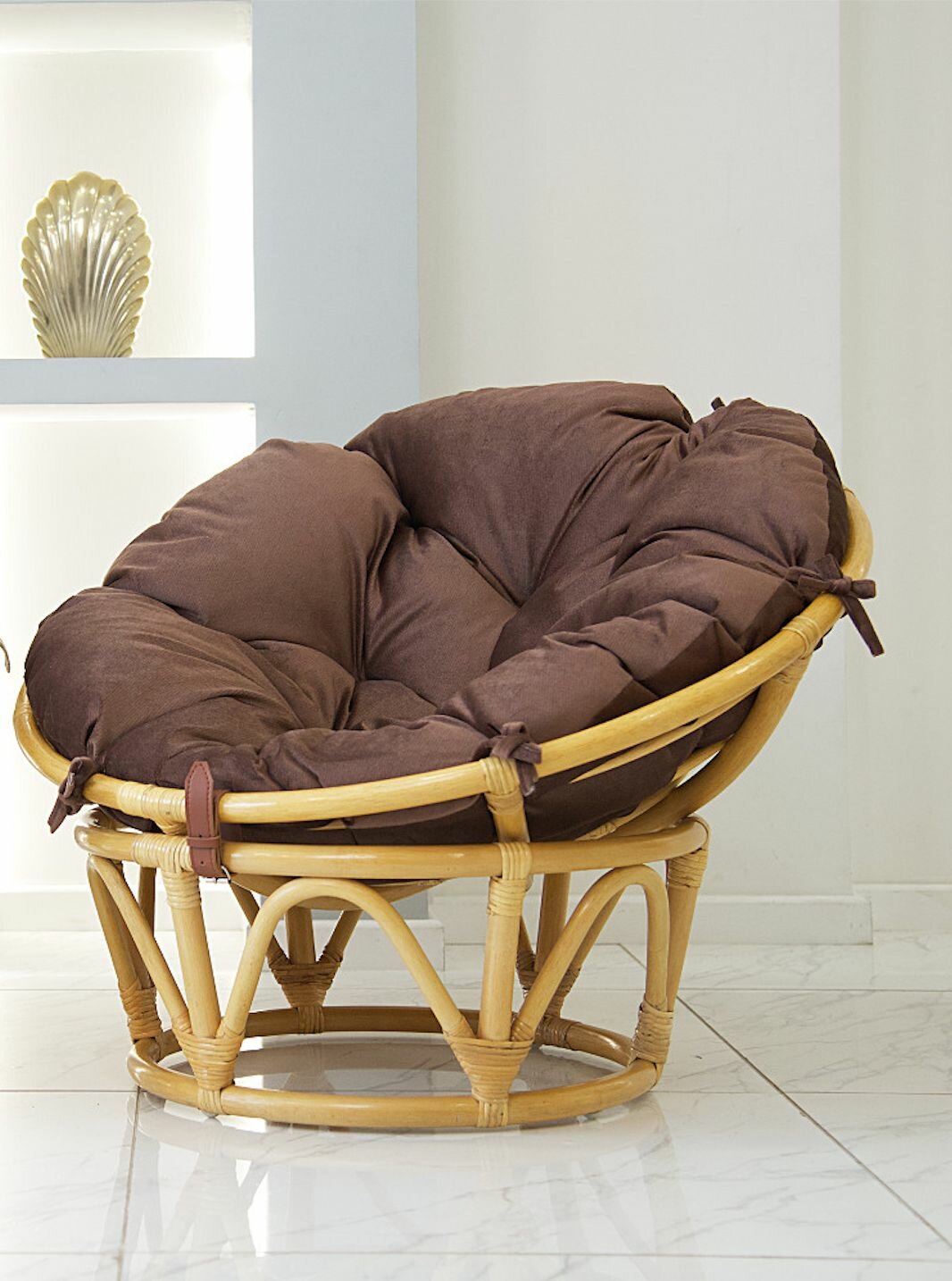 Кресло Папасан мини из ротанга с мягкой подушкой