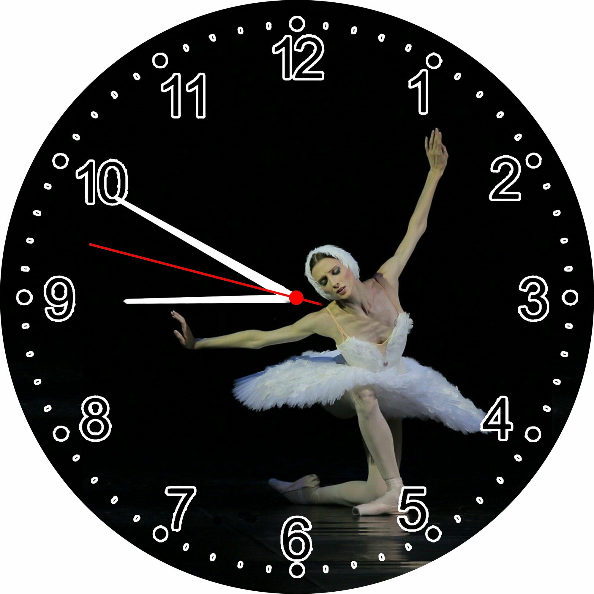 Прима балерина /Балет/ Лебединое озеро/ Большой театр/ Мариинский театр /Искусство/ Часы из древесины прессованной (МДФ) D - 27 см, толщина 5 мм, Настенные и Настольные, с подставкой в комплекте/ Прекрасные, Уникальные, Авторские, Эксклюзивные, бесшумные