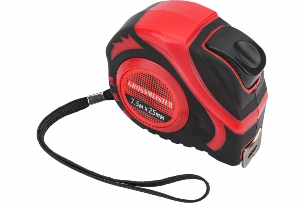 GROSSMEISTER Рулетка Автостоп 7,5 м 25 мм обрезиненная с шкалой и корпусом 009004003