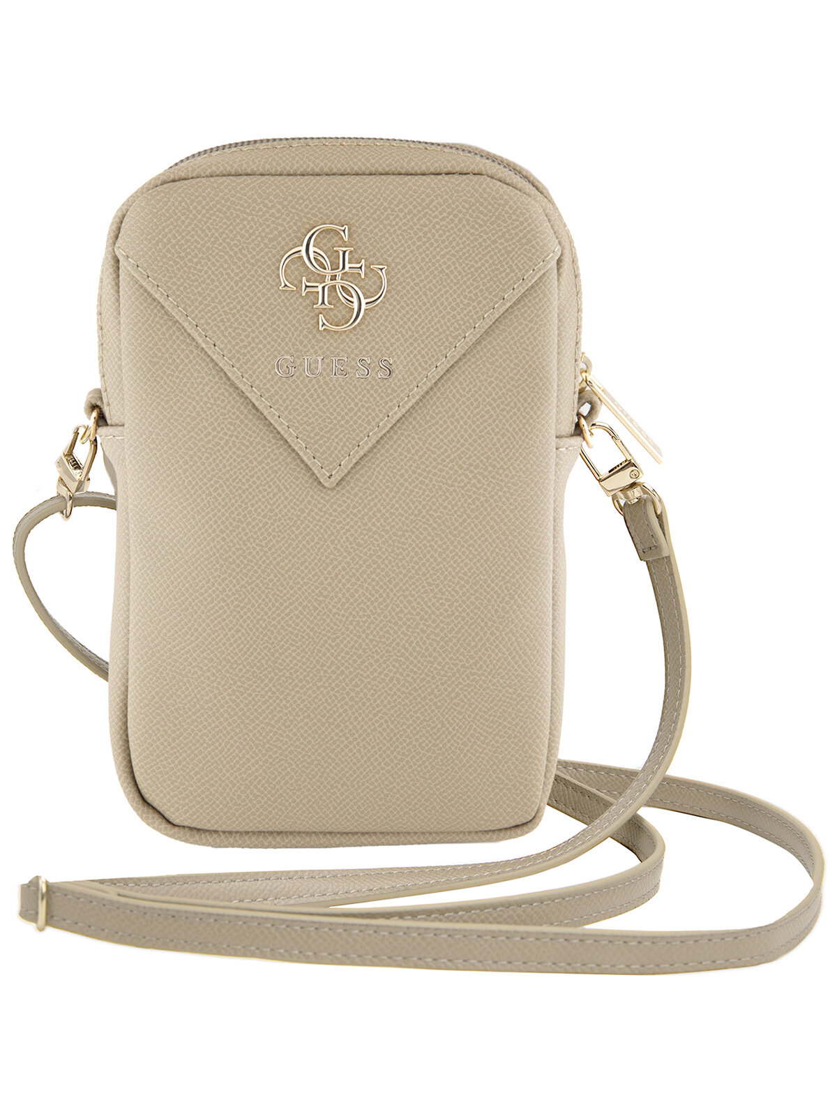 Guess для смартфонов сумка Wallet Zipper Pouch PU Graind leather 4G metal logo Light Gold