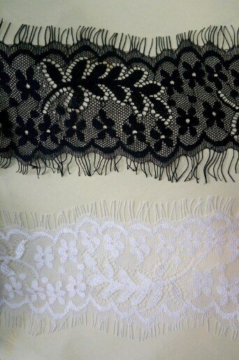 Кружево реснички (французское кружево "шантильи") шир.85мм цв. черный (2 шт по 3 метра)