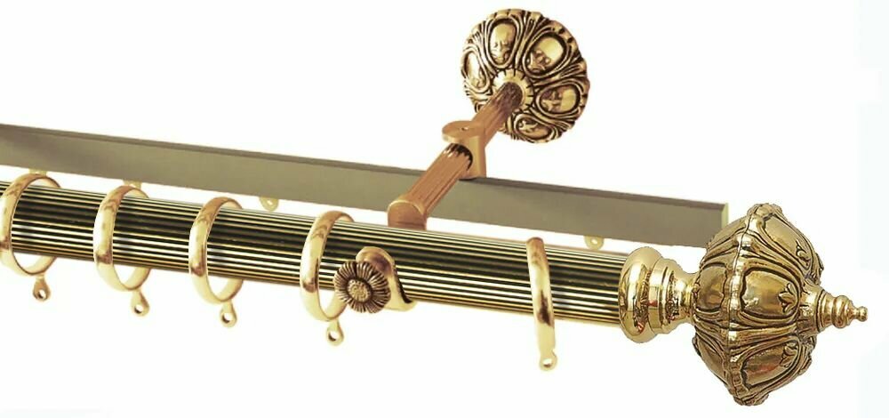 Ампир Чили рифлёный античная латунь с профильной направляющей бежевый металлик