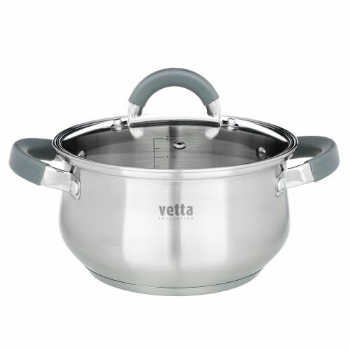 Кастрюля Vetta Вена 18х10,5см. 2,6л. со стеклянной крышкой, индукция (822-054)