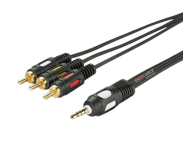 Шнур Jack 3.5 мм 4К - 3 RCA PRO-GOLD 1.5 метра