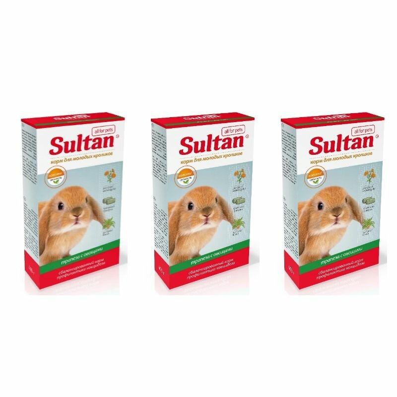 Sultan Полнорационный корм для молодых кроликов, 400 г, 3 шт.