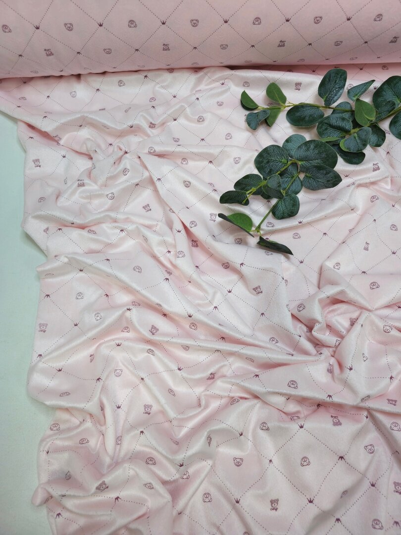 Плюш гладкий "Мишки на розовом" 100х180 см