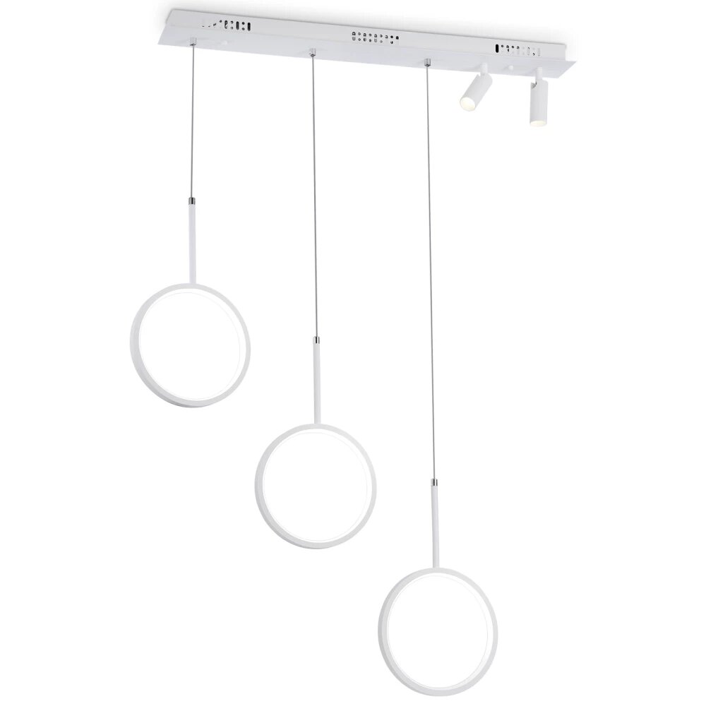 Подвесной светодиодный светильник с пультом FL5277/3+2 WH белый 59W 3000K/4200K/6400K+4200K 800*200*1200 (ПДУ ИК)