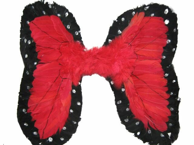 Перьевые крылья I-Brigth Company, красные, с каемкой, 50x45 см