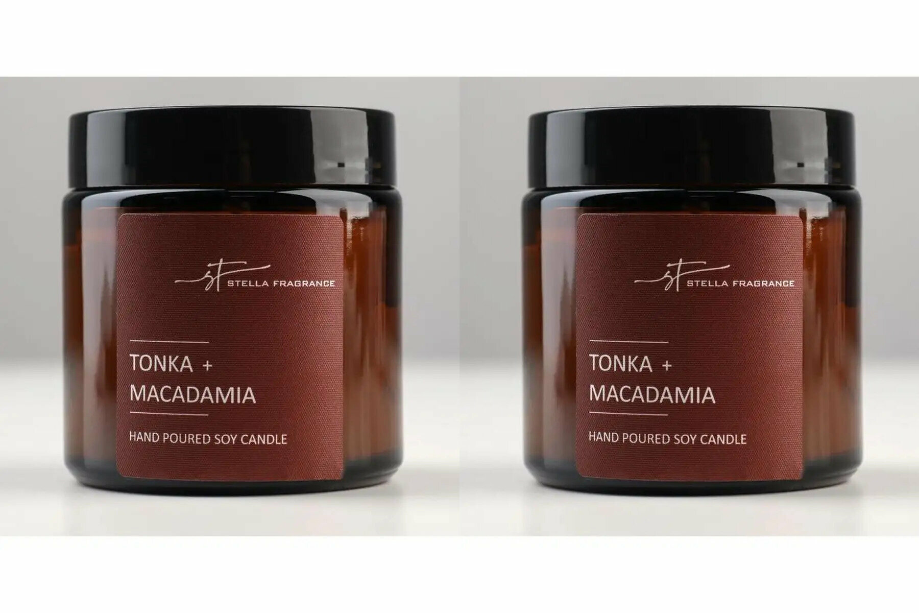 Свеча ароматическая с фитилем Stella Fragrance Tonka Macadamia, 90 гр, 2 штуки.