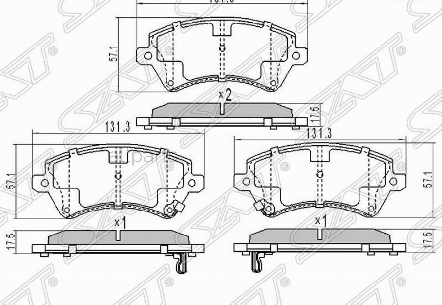SAT ST-04465-02130 Колодки тормозные (Спереди) Toyota Corolla (E120) 00-07 / Corolla Fielder 00-06