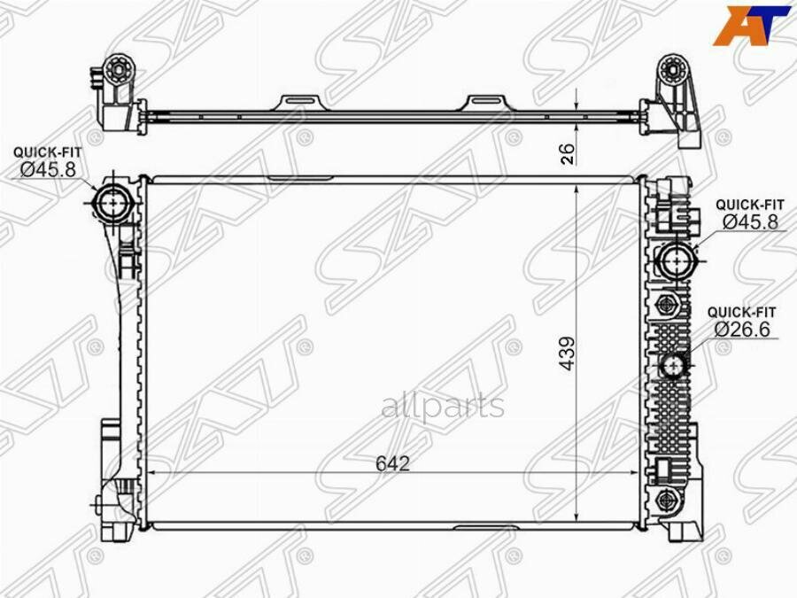 SAT MB0009-07 Радиатор Mercedes-Benz C-Class 07-15 / E-Class 09-17 / GLK-Class 08-15