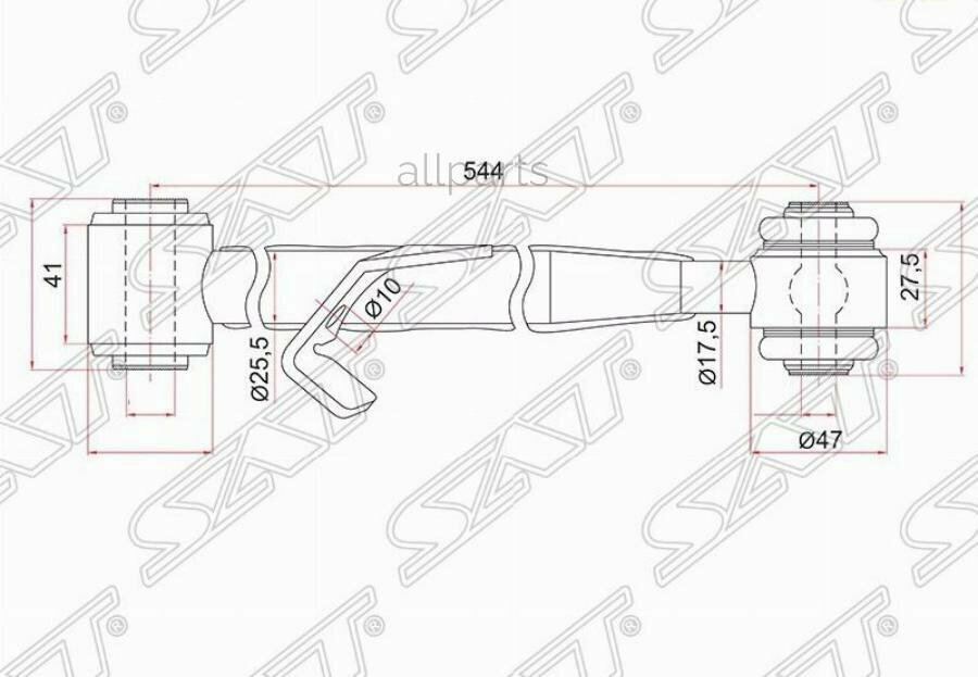 SAT ST-48730-42020 Рычаг подвески Chery Tiggo T11 05-16 / Toyota RAV4 (CA20) 00-05 (Снизу/ Сзади/ Слева)
