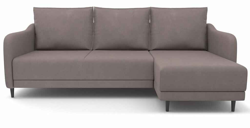 Угловой диван-кровать PUSHE раскладной Бьёрг, велюр, правый угол, коричневый Formula 290