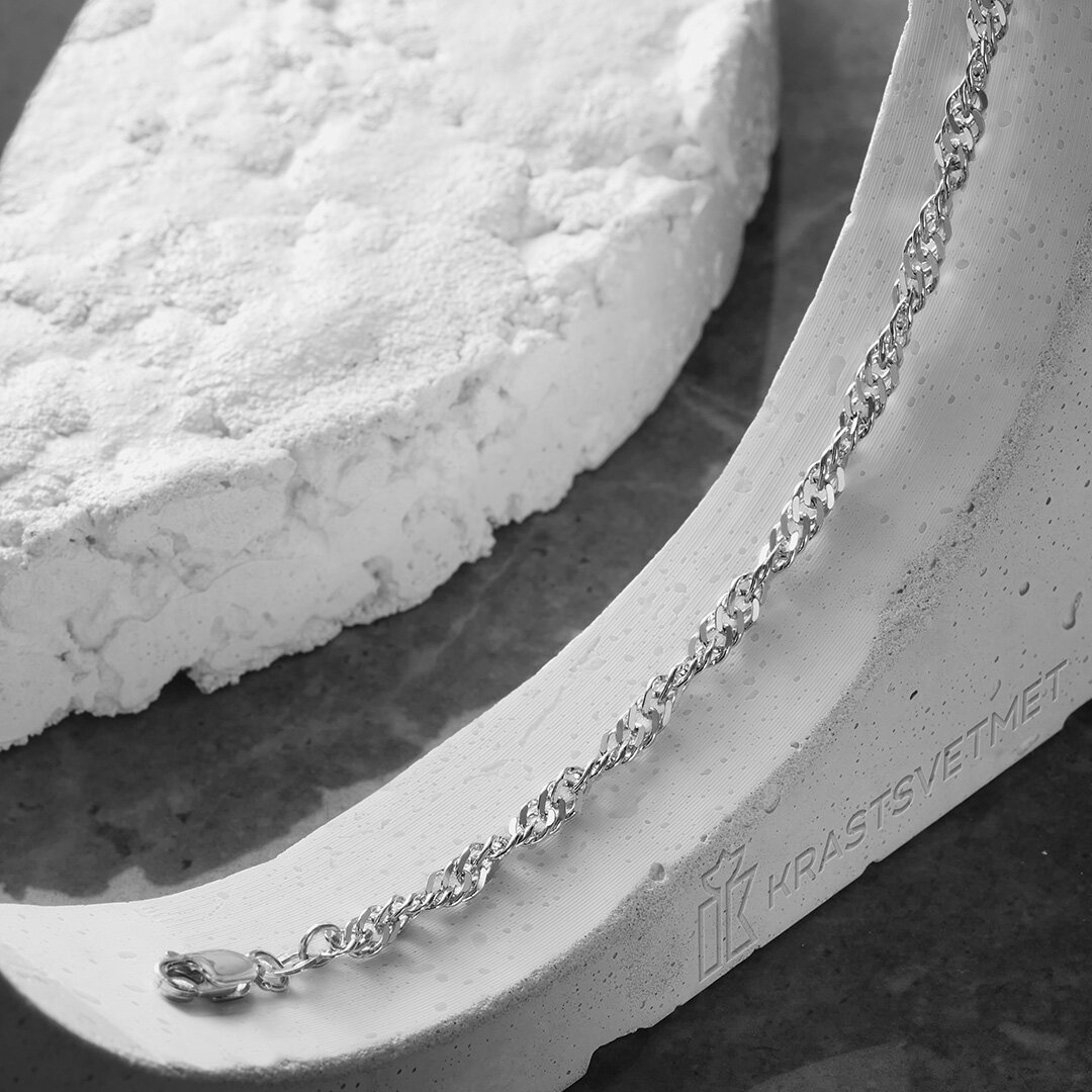 Браслет-цепочка, серебро, 925 проба, родирование