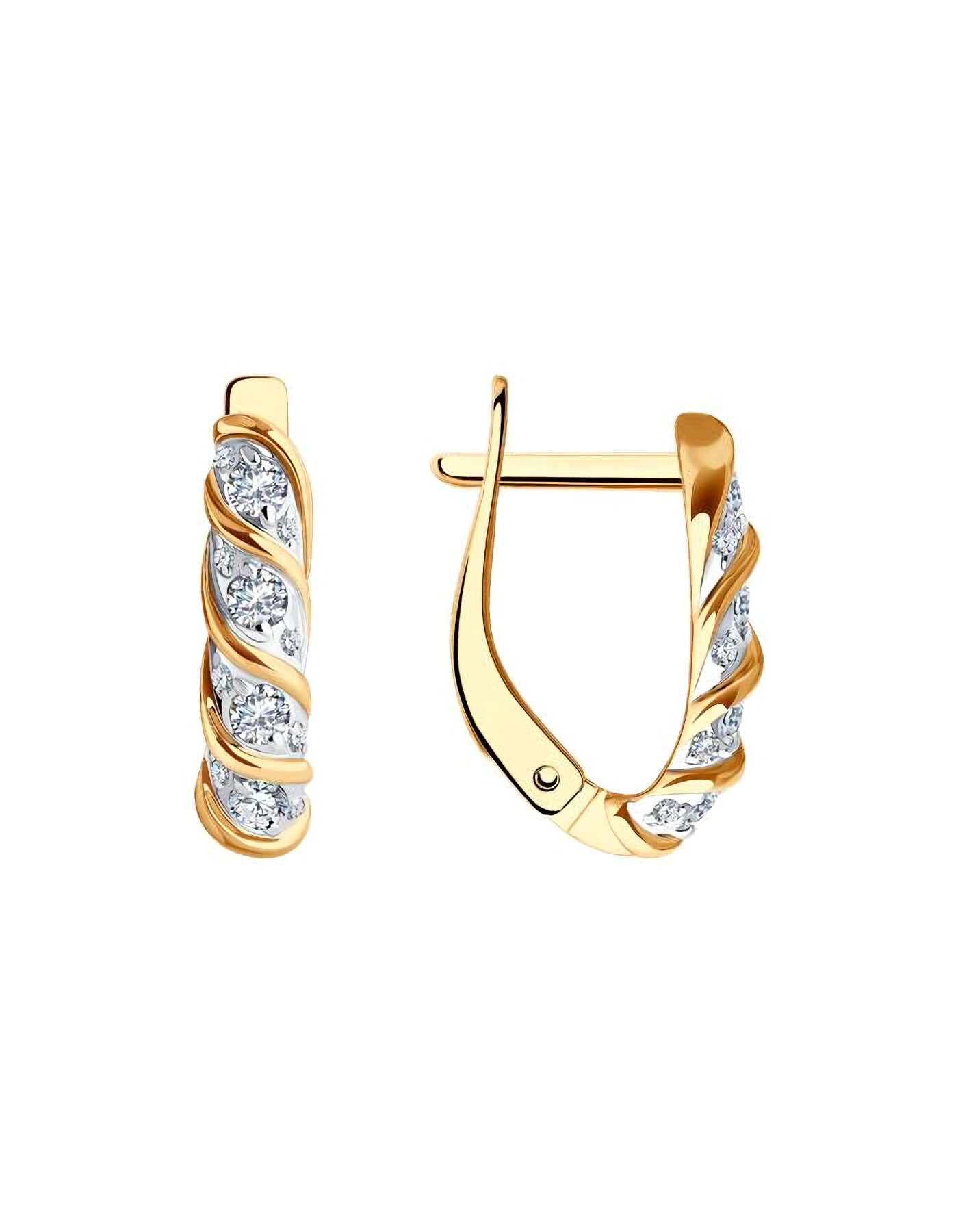 Серьги, красное золото, 375 проба, фианит