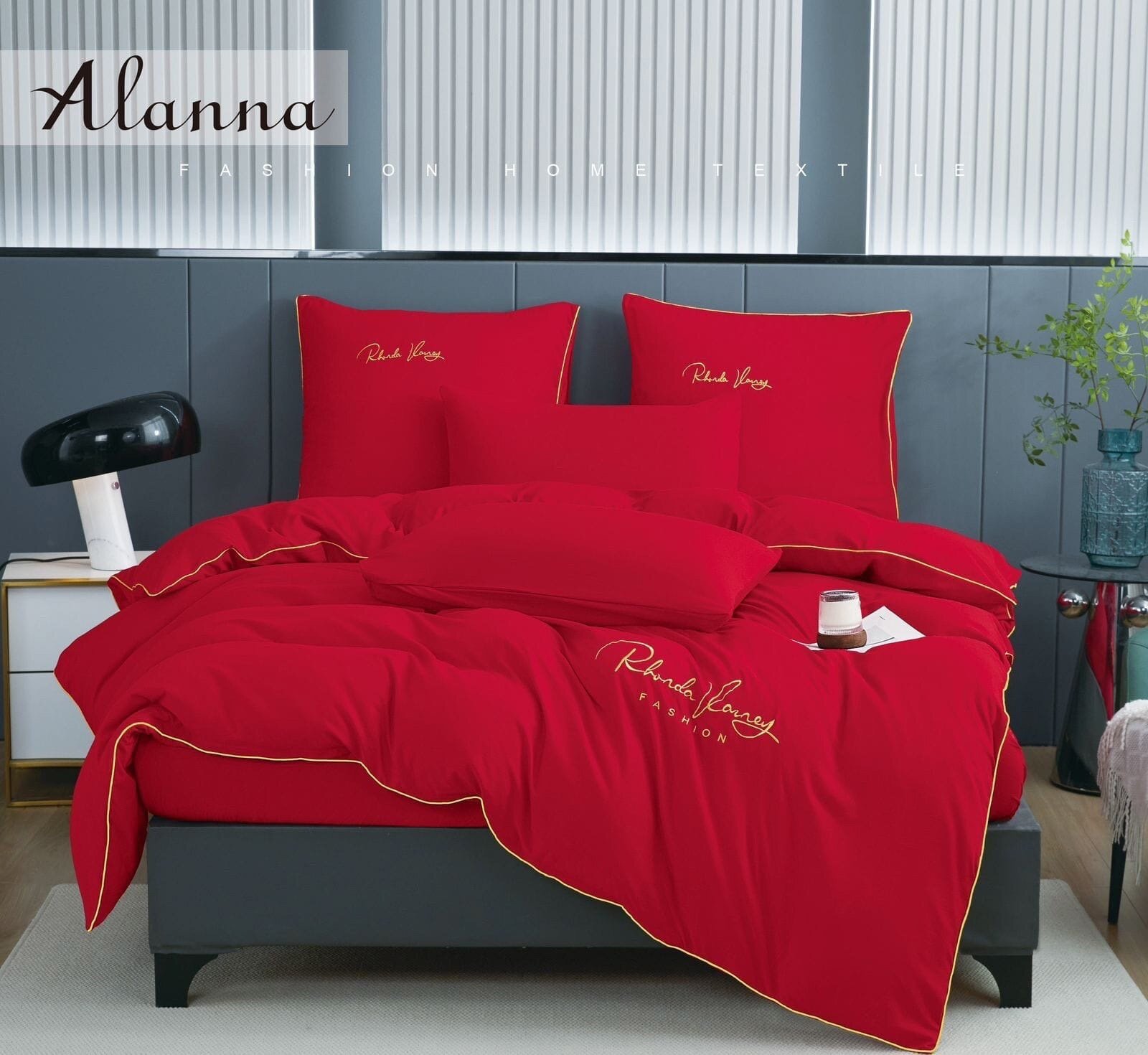 Комплект Постельного Белья 1.5-спальное Красный / Полуторный/ простыня 90x200+25 / пододеяльник 150x220 / Наволочки 70x70-2